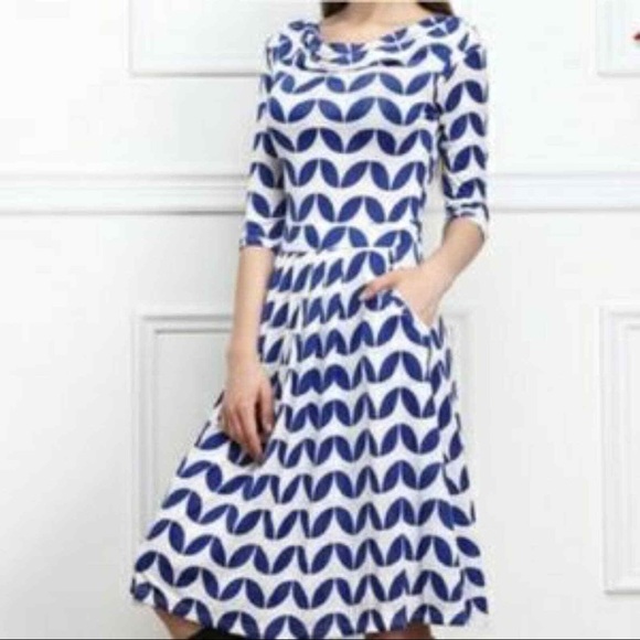 Reborn | Dresses | Reborn Blue Leaf Midi Dress Size Large | Poshmark